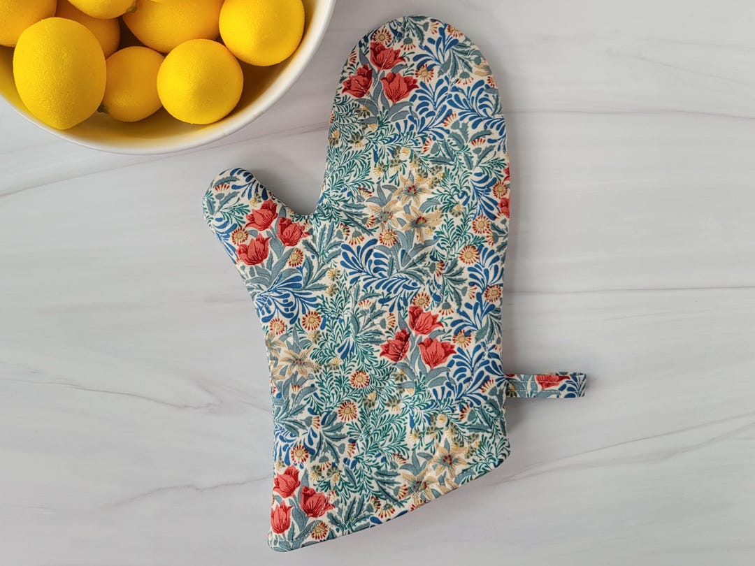 New! Handmade William Morris Oven Mitt, British Oven Mitt With Flowers ...