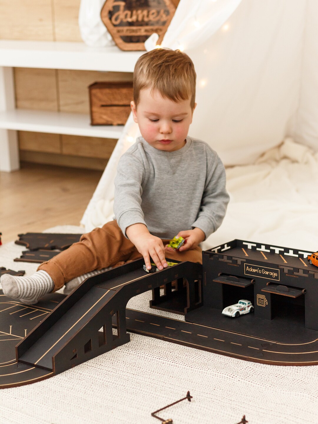 Toy Car Track, Wooden Race Track, Birthday Gift Personalized, Gift for ...