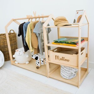 Toddler Clothing Rack for Nursery, Montessori Wardrobe, Baby Girl Boy ...
