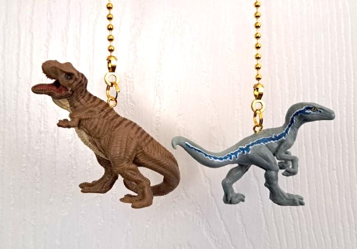 Tyrannosaurus Rex T-rex & Raptor Dinosaur Ceiling Fan and Light Pulls ...