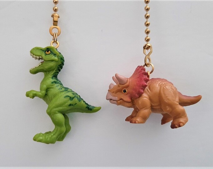 Triceratops & Tyrannosaurus Rex T-rex Dinosaur Ceiling Fan and Light ...