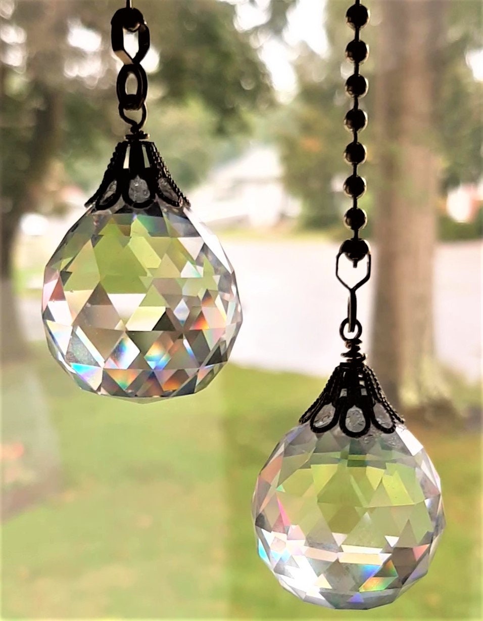 Faceted Crystal Ball Ceiling Fan and Light Pulls - Etsy