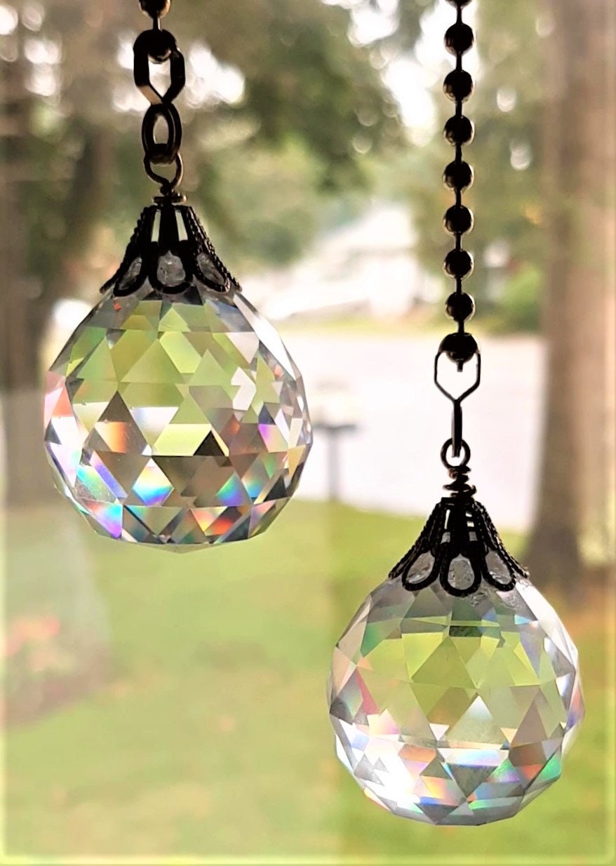 Faceted Crystal Ball Ceiling Fan and Light Pulls - Etsy