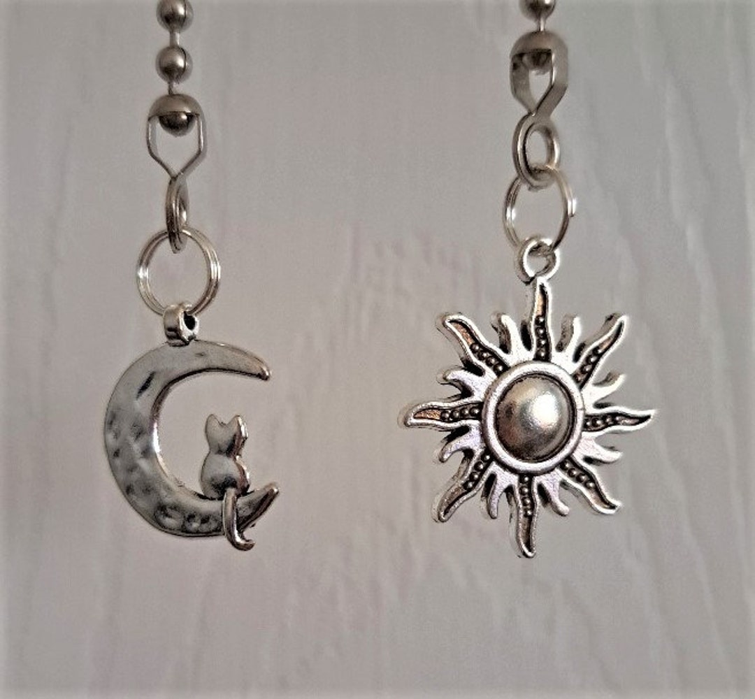 Sun and Moon With Cat Kitten Ceiling Fan and Light Pulls - Etsy