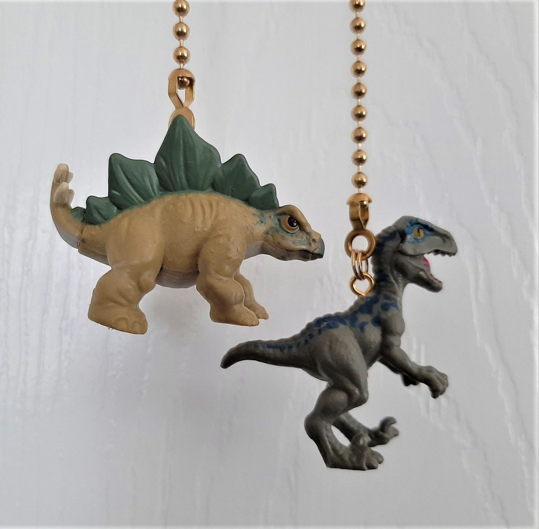 Stegosaurus & Velociraptor Dinosaur Ceiling Fan and Light Pulls - Etsy