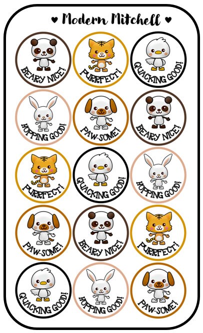Cute Animal Pun Teacher Reward Stickers Classroom Stickers Teacher Gift ...