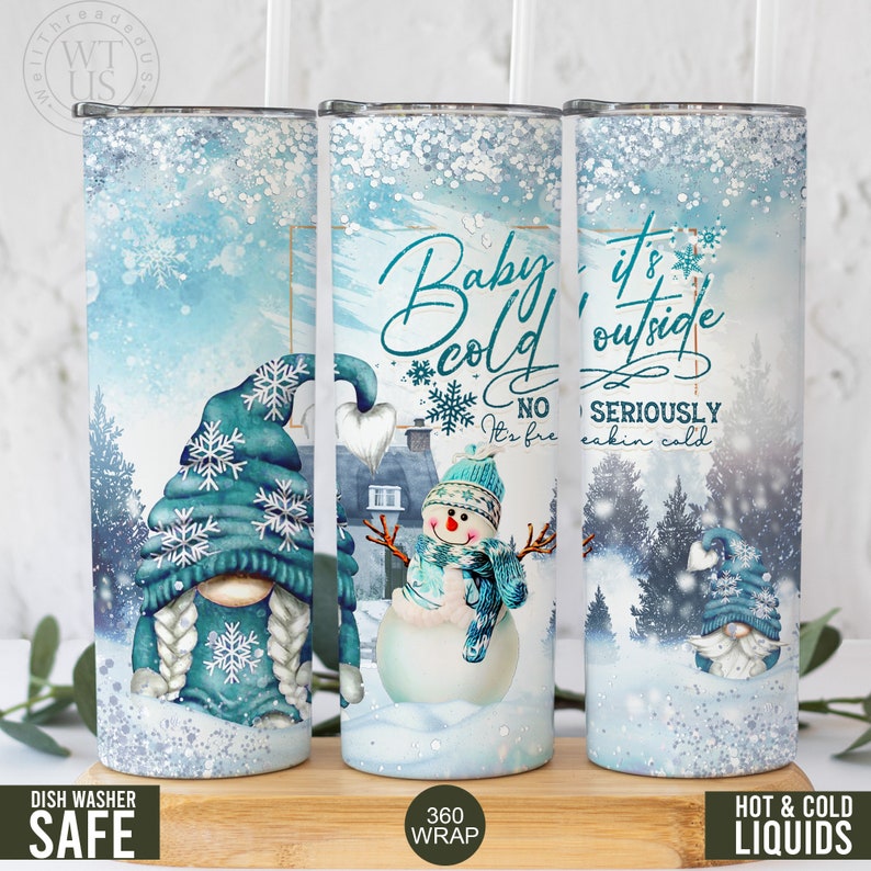 Christmas Tumbler With Straw Winter Snowflakes Tumbler - Etsy