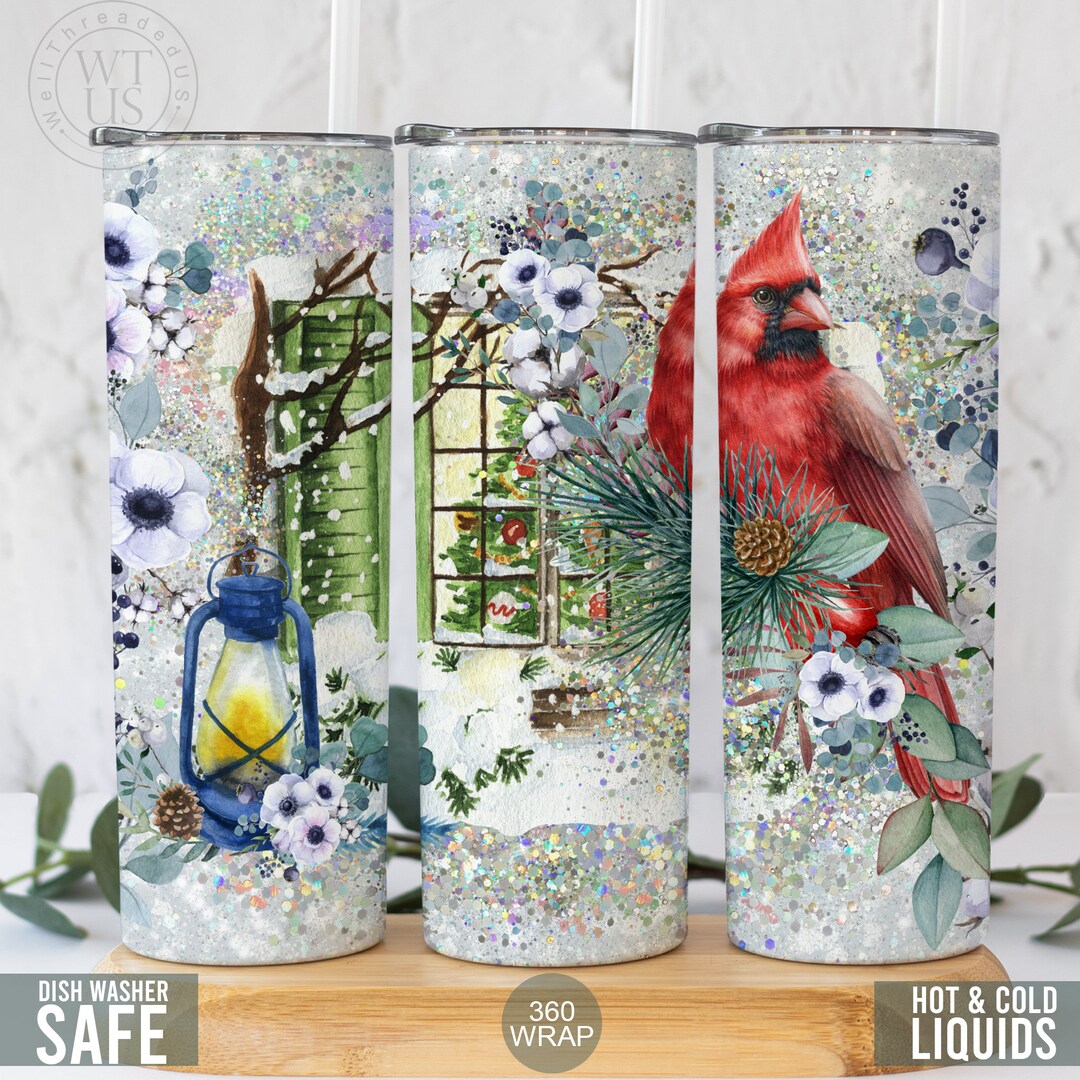 Cardinal Winter Bird Tumbler With Straw Winter Tumbler Christmas Gift ...