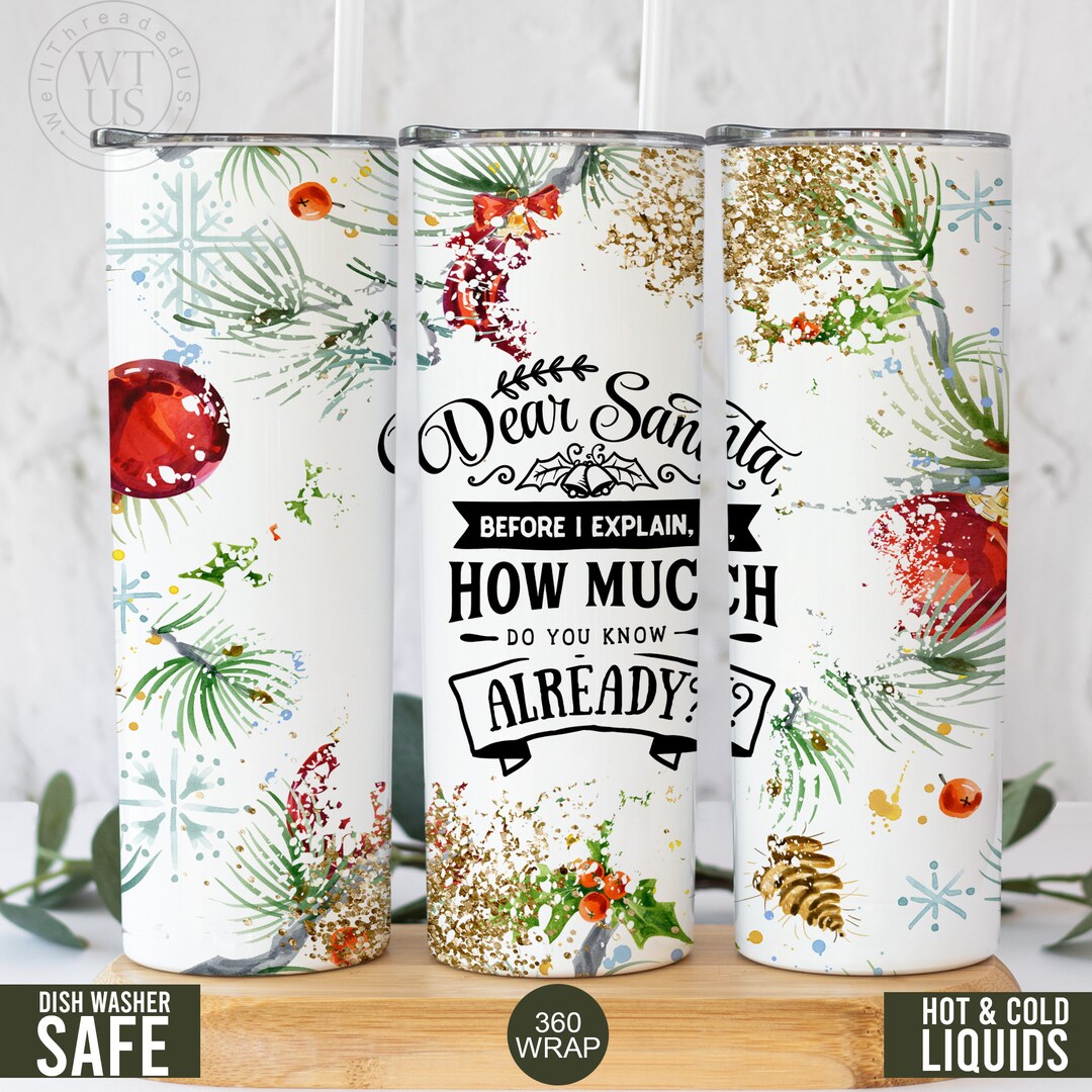 Merry Christmas Tumbler With Straw funny Santa Tumbler Winter Tumbler ...