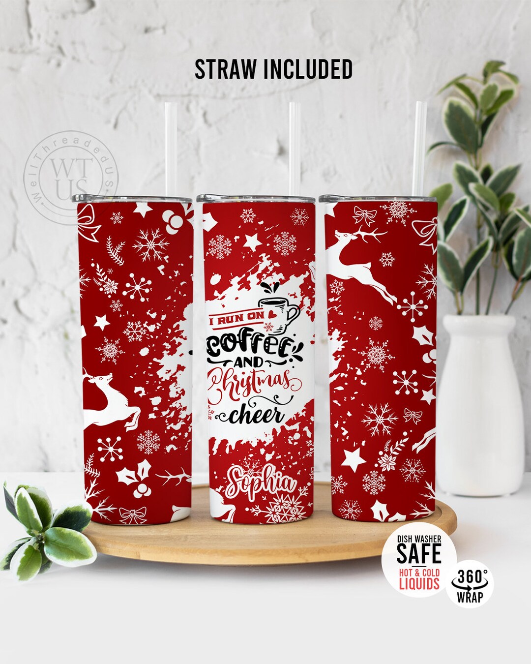 Christmas Tumbler With Straw Personalized Christmas Tumbler - Etsy