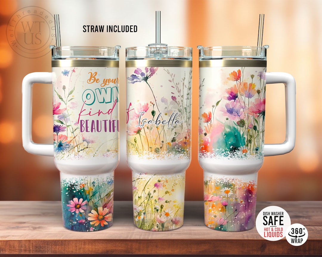 40oz Floral Tumbler 40oz Custom Floral Cup Floral Gift for Her 40oz Cup ...