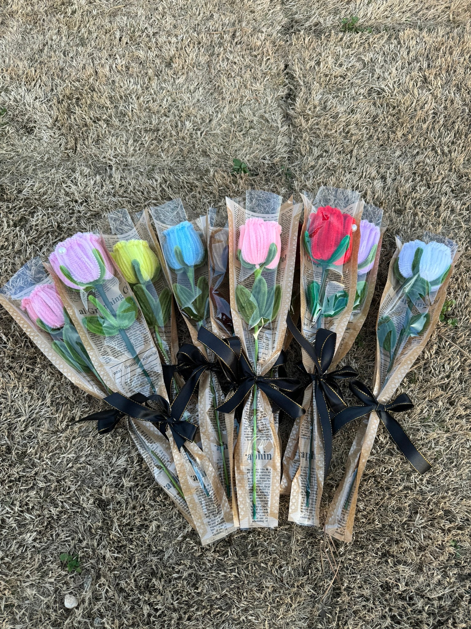 Single Pipe Cleaner Rose Flower Bouquet Handmade Flowerfinished ...