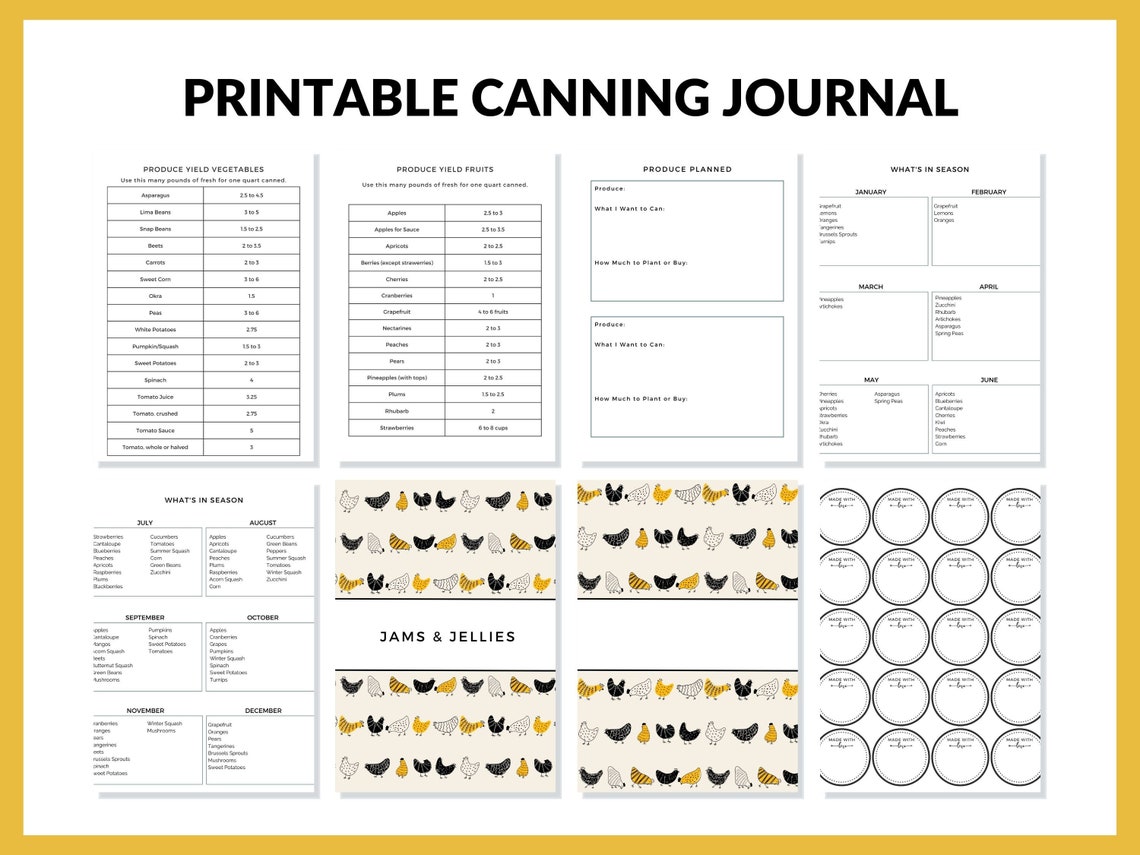 Canning Journal Printable Planner for Homesteaders, Canners 29 Page PDF ...