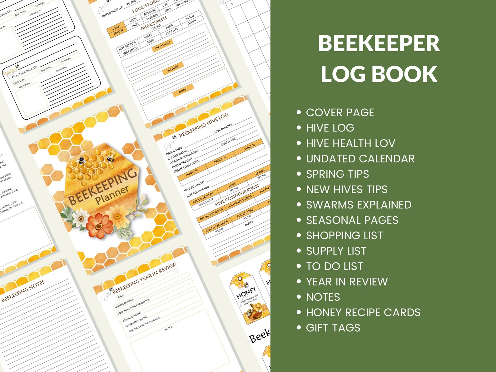Beekeeping Log Book Printable Beekeeping Journal Beekeeping Record Book ...