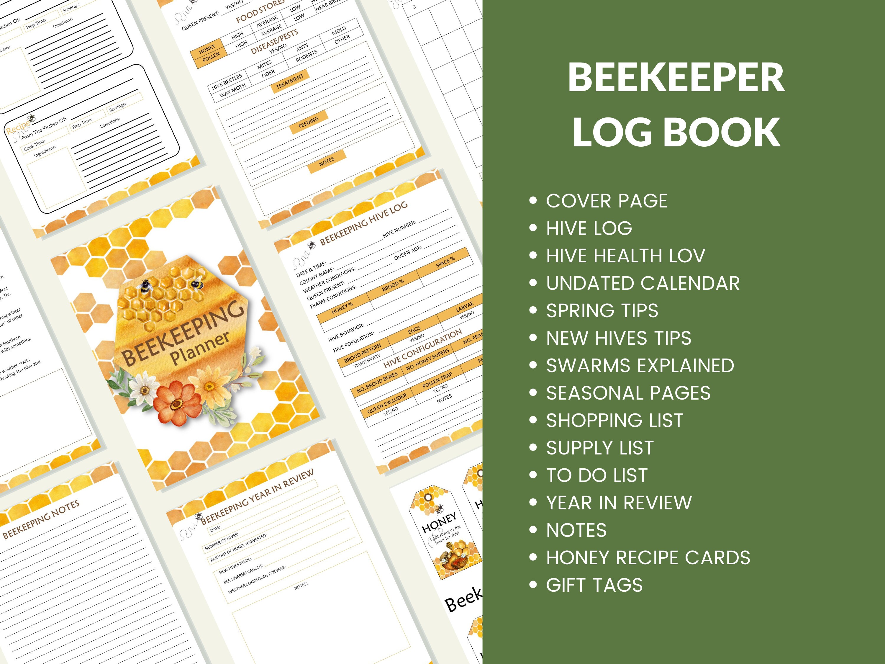 Beekeeping Log Book Printable Beekeeping Journal Beekeeping Record Book ...