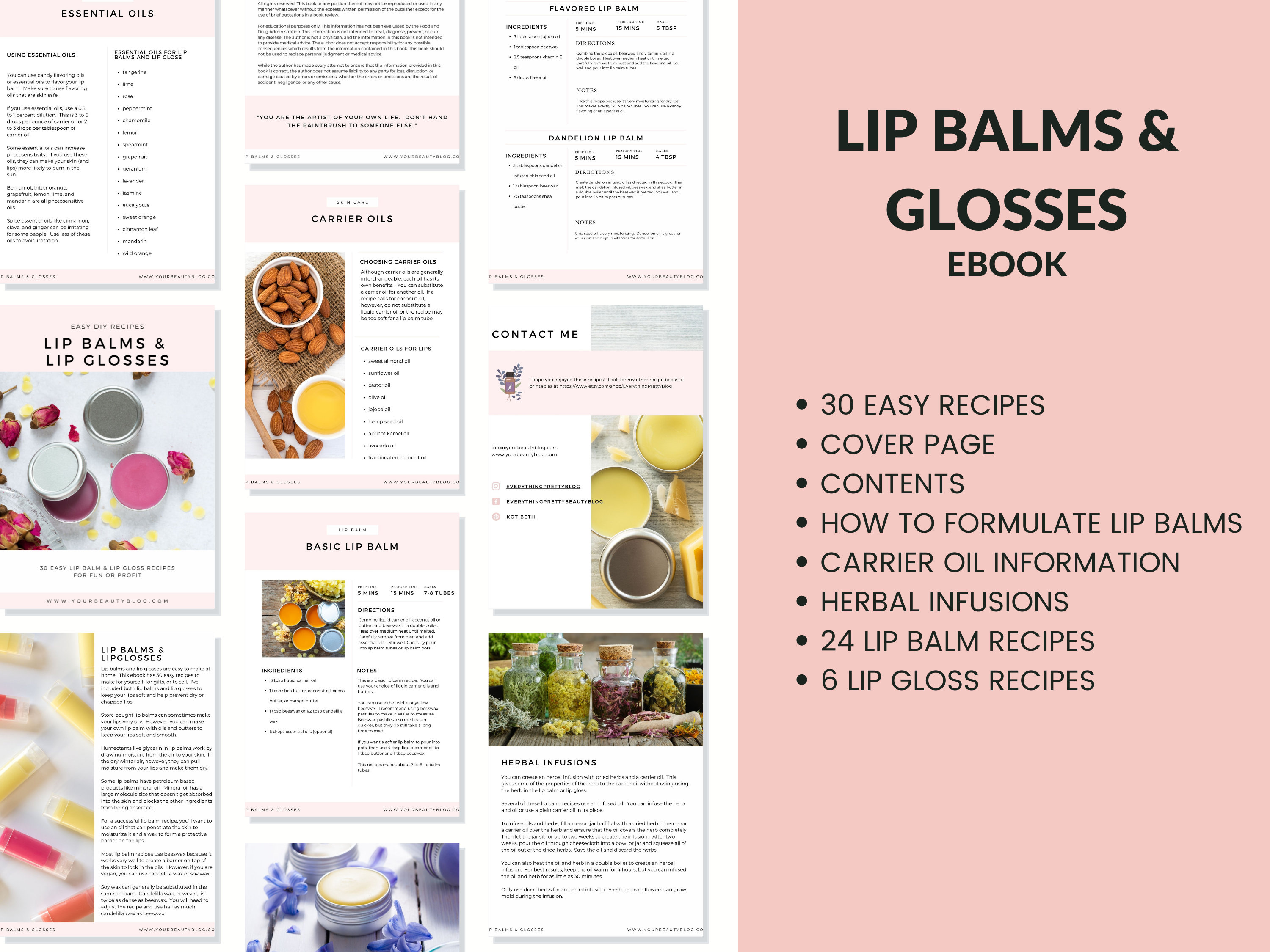 Lip Balms and Lip Glosses Printable Recipe Ebook 30 Easy Lip - Etsy