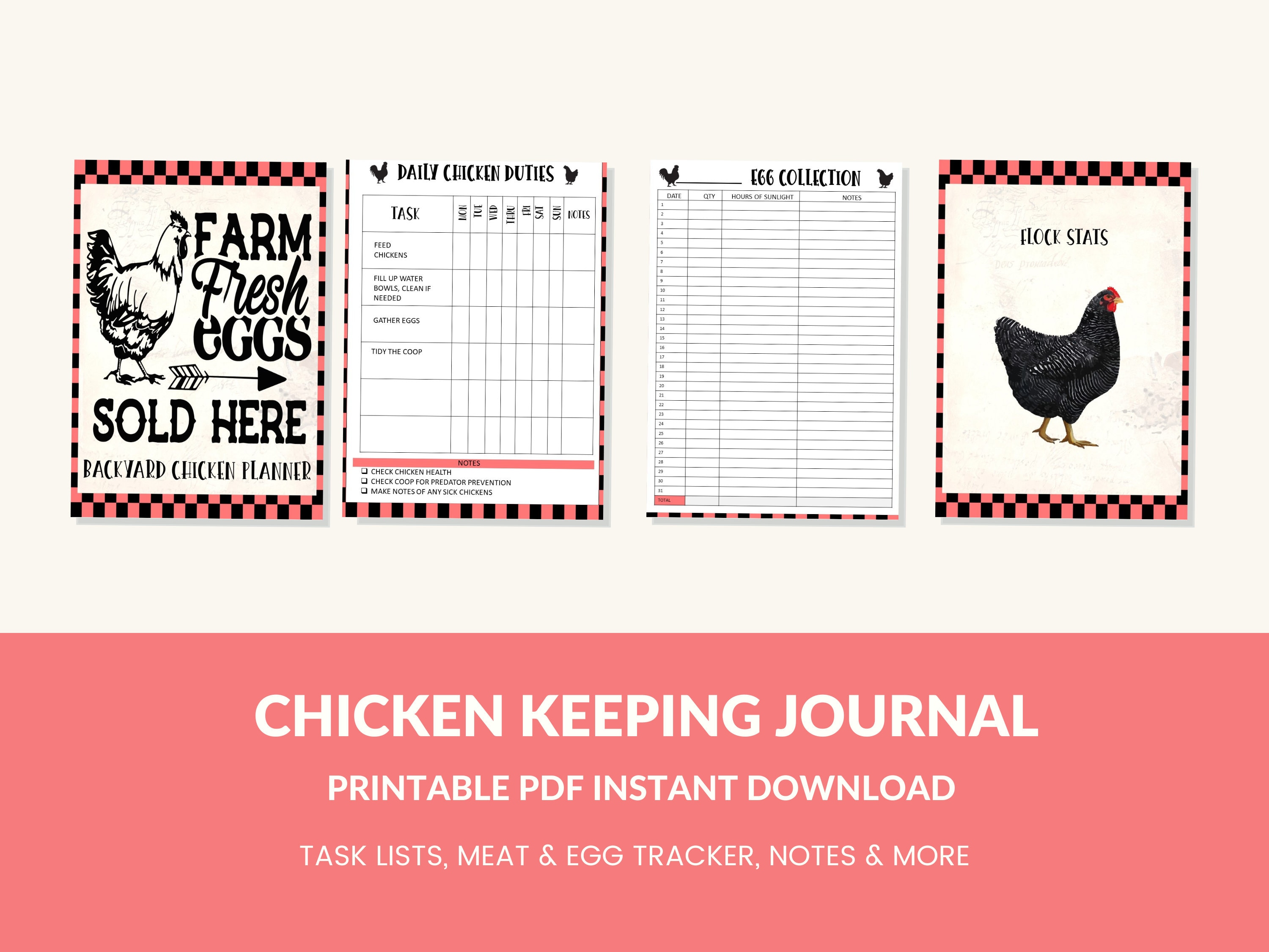 Printable Chicken Record Keeping Journal Backyard Chicken Logbook ...