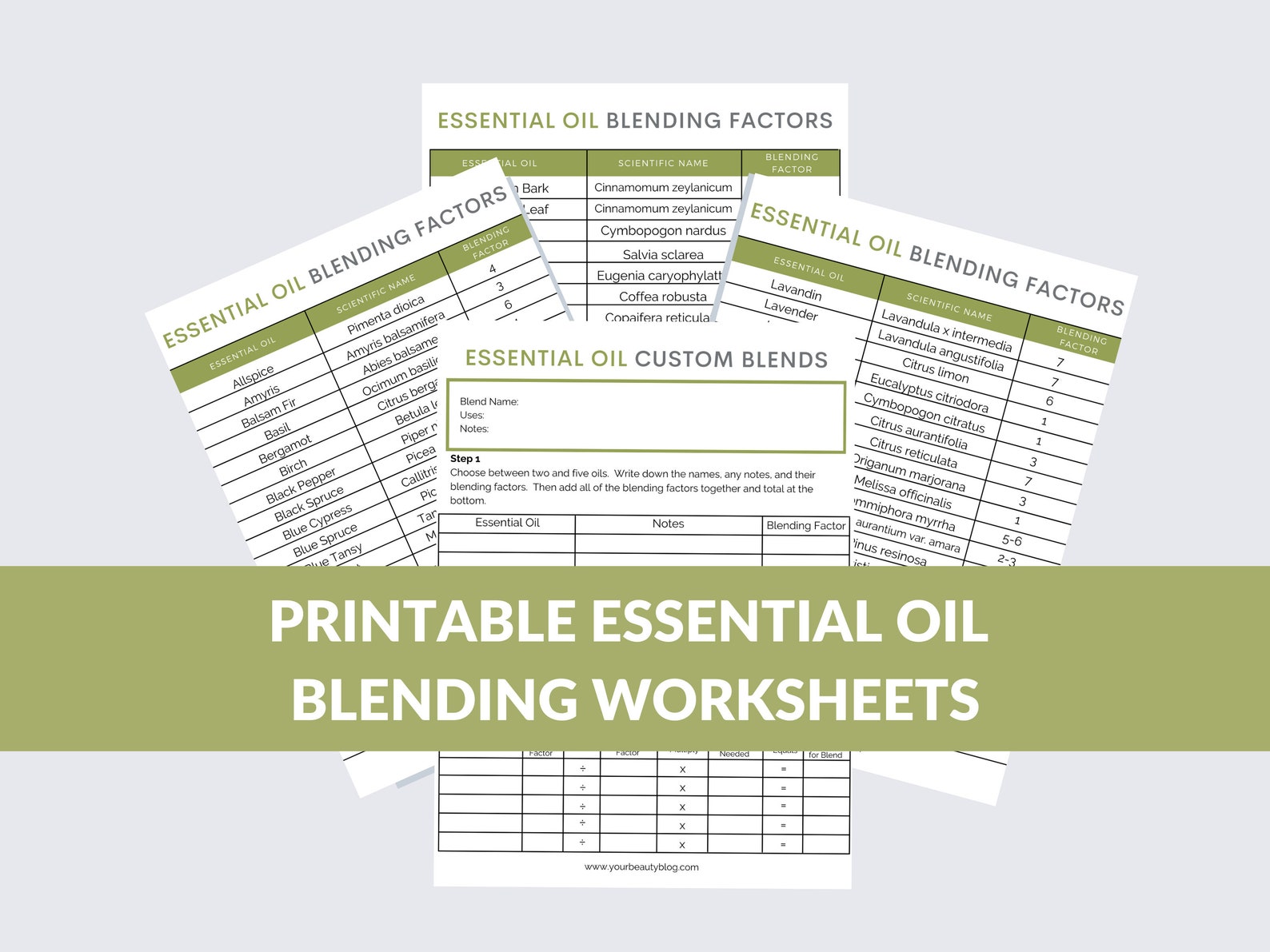Essential Oil Blending Factor Blend Worksheet Notebook Planner Binder ...