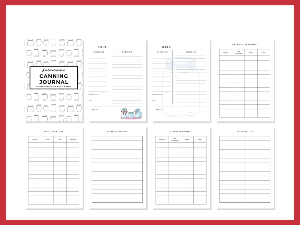 Canning Journal Printable Planner for Homesteaders, Canners 29 Page PDF ...