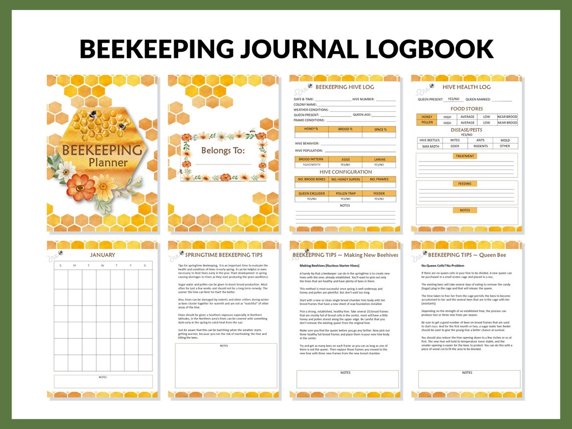 Beekeeping Log Book Printable Beekeeping Journal Beekeeping - Etsy