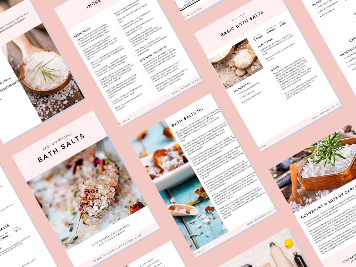 Bath Salts Printable Recipe Ebook 30 Easy Bath Salt Recipes to - Etsy