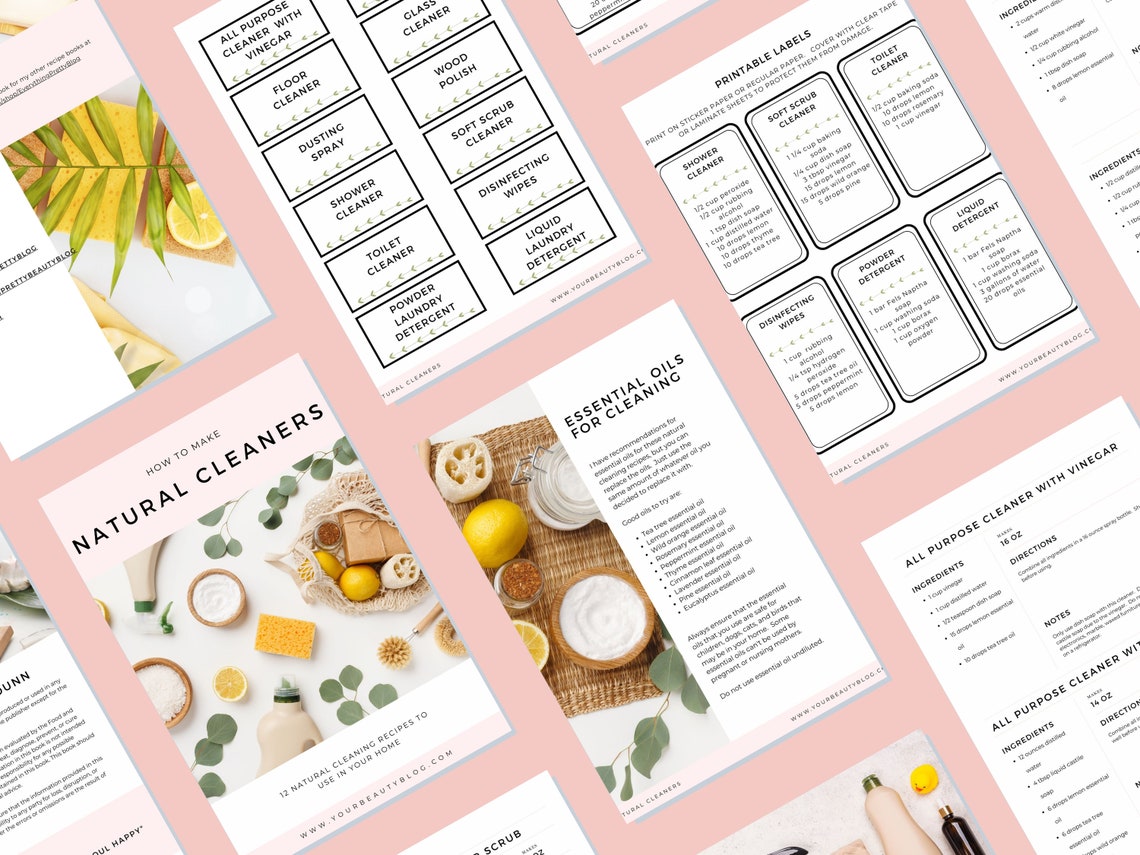 Natural Cleaning Products Recipe Book Ebook With 12 Natural Cleaner ...