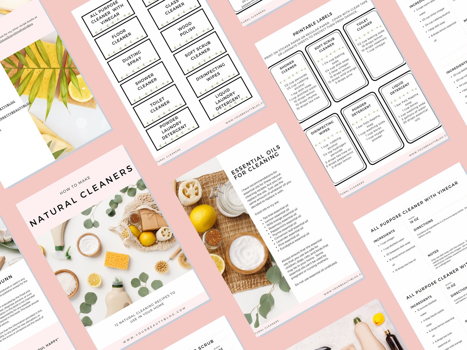 Natural Cleaning Products Recipe Book Ebook With 12 Natural Cleaner ...