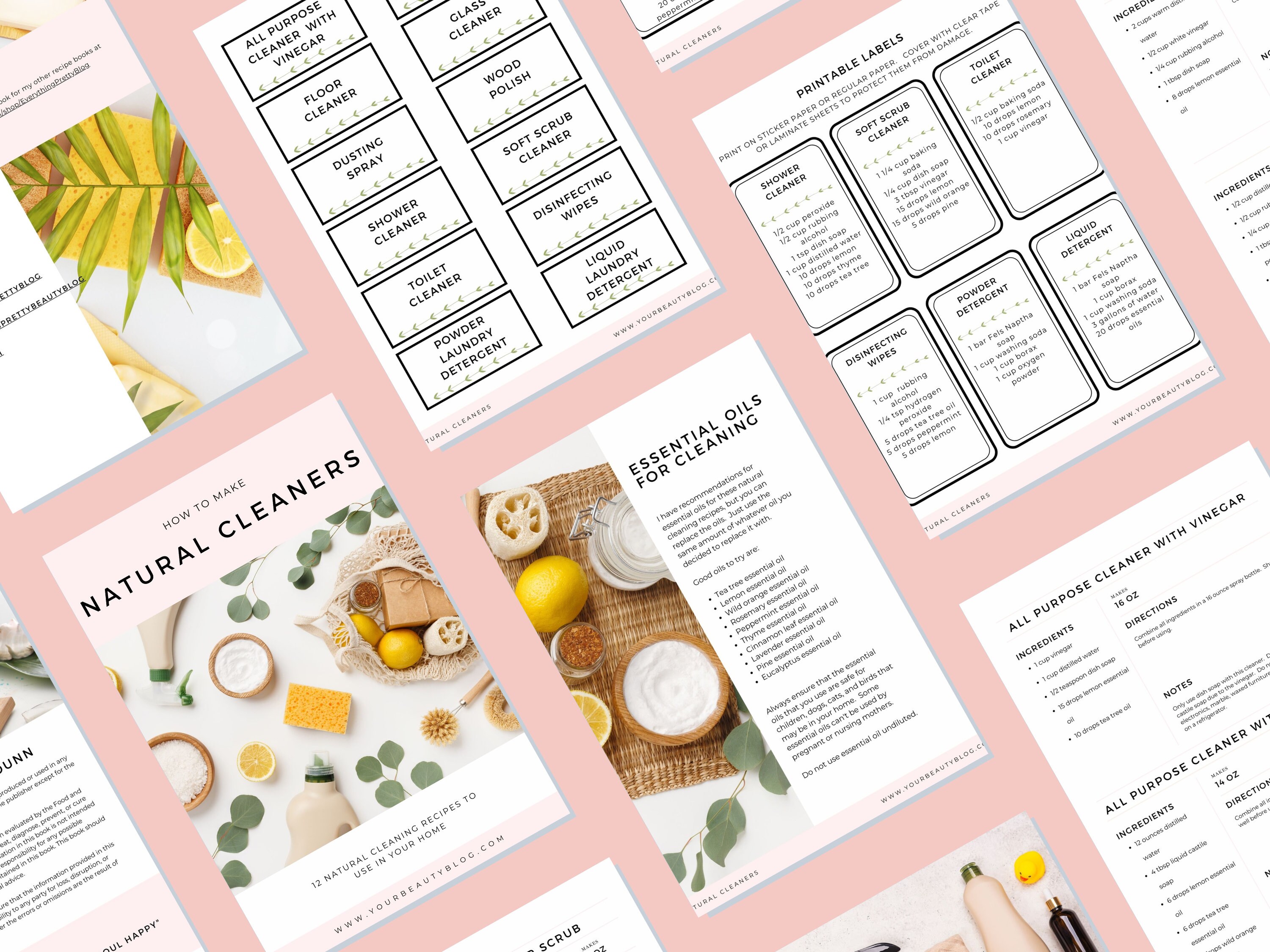 Natural Cleaning Products Recipe Book Ebook With 12 Natural Cleaner ...
