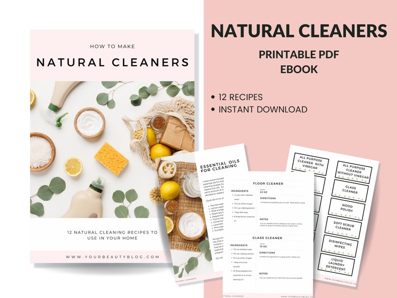 Natural Cleaning Products Recipe Book Ebook With 12 Natural Cleaner ...
