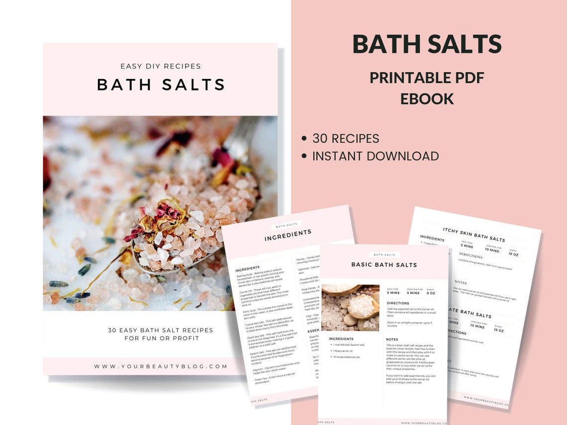 Bath Salts Printable Recipe Ebook 30 Easy Bath Salt Recipes to - Etsy