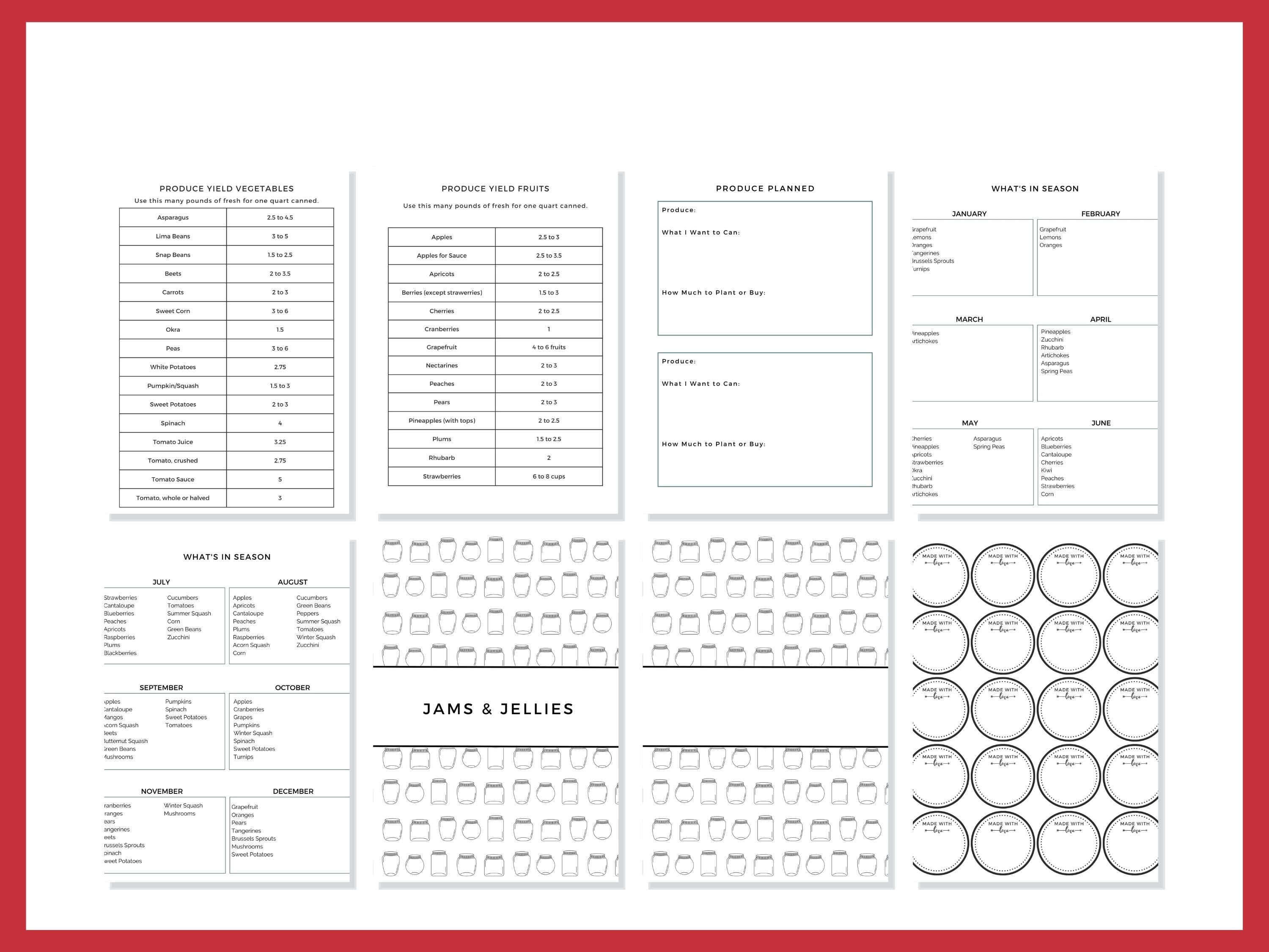 Canning Journal Printable Planner for Homesteaders, Canners 29 Page PDF ...