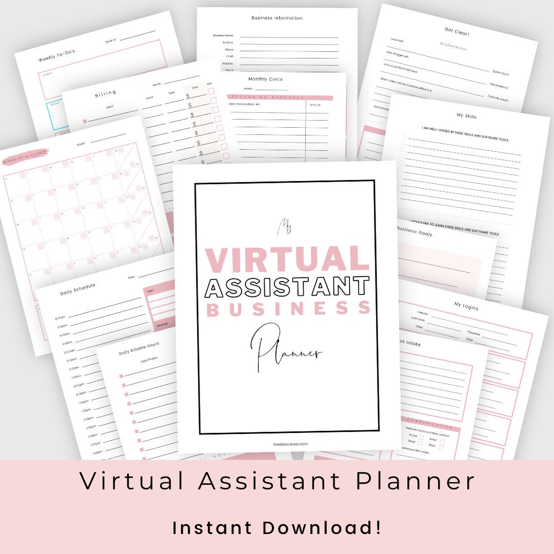 Virtual Assistant Planner for Vas Blogging Bloggers Printable 28 Page ...