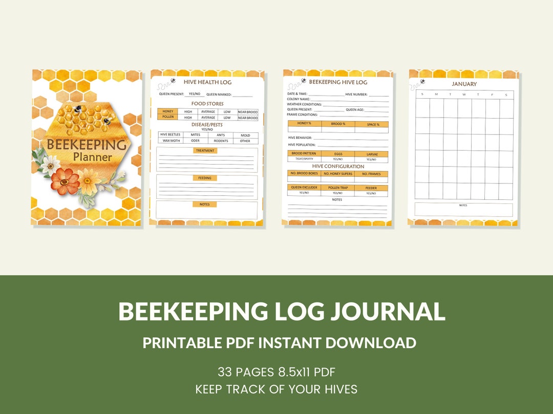 Beekeeping Log Book Printable Beekeeping Journal Beekeeping Record Book ...
