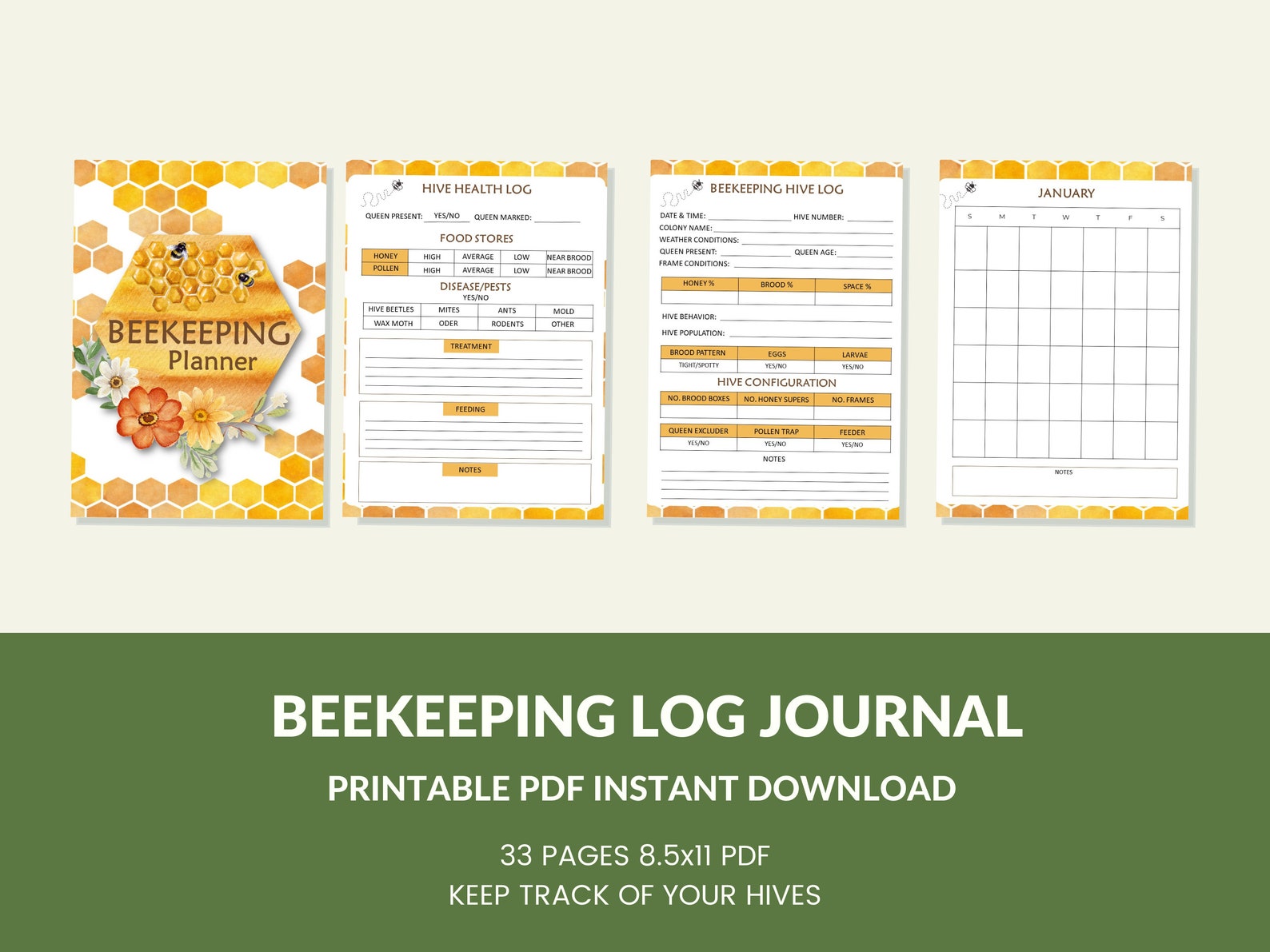 Beekeeping Log Book Printable Beekeeping Journal Beekeeping Record Book ...