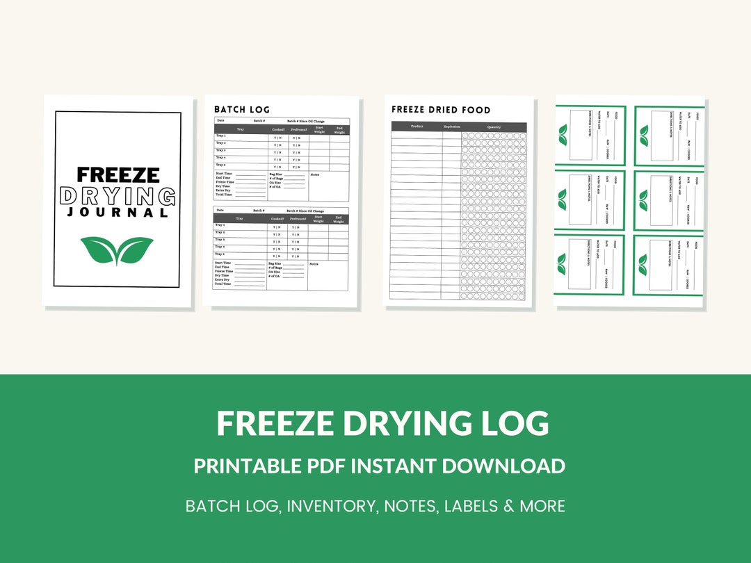 Freeze Dryer Batch Log Book Journal Printable Planner Harvest Right ...