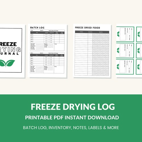 Freeze Dryer Batch Log Book Journal Printable Planner for Harvest Right ...