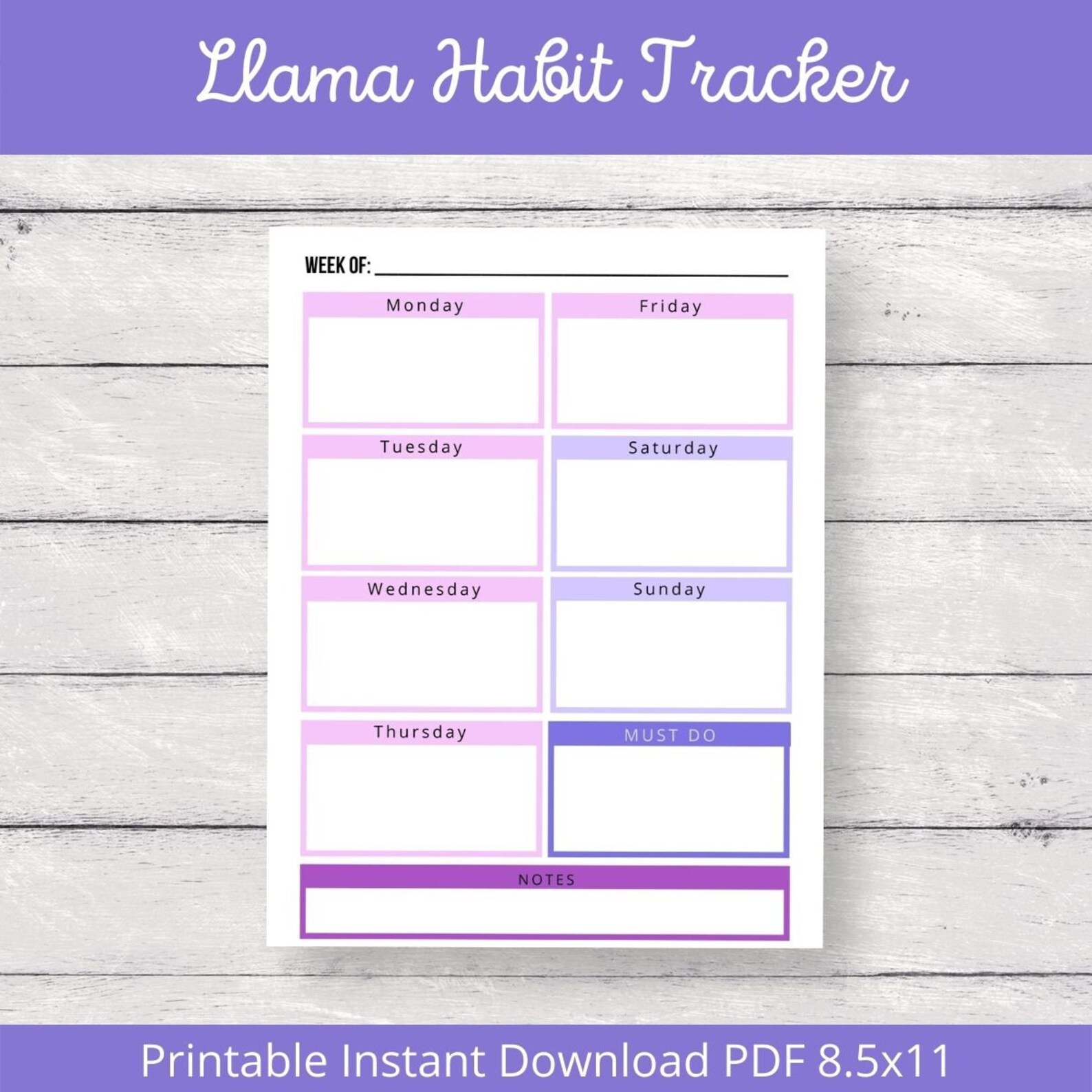Weekly To Do List Pink and Purple Style Printable Digital | Etsy