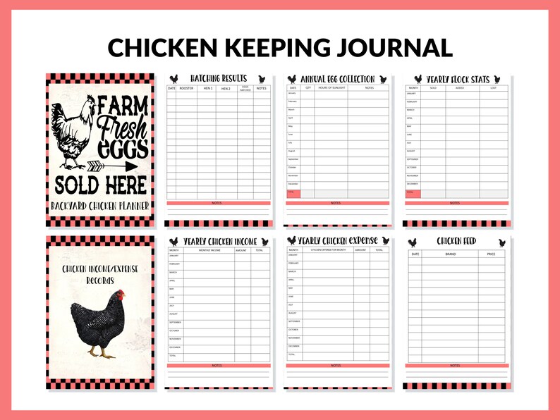 Printable Chicken Record Keeping Journal Backyard Chicken Logbook ...