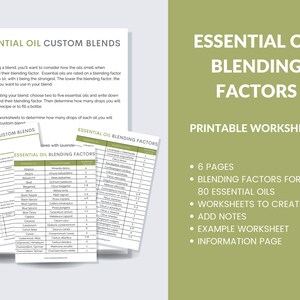 Essential Oil Blending Factor Blend Worksheet Notebook Planner Binder ...