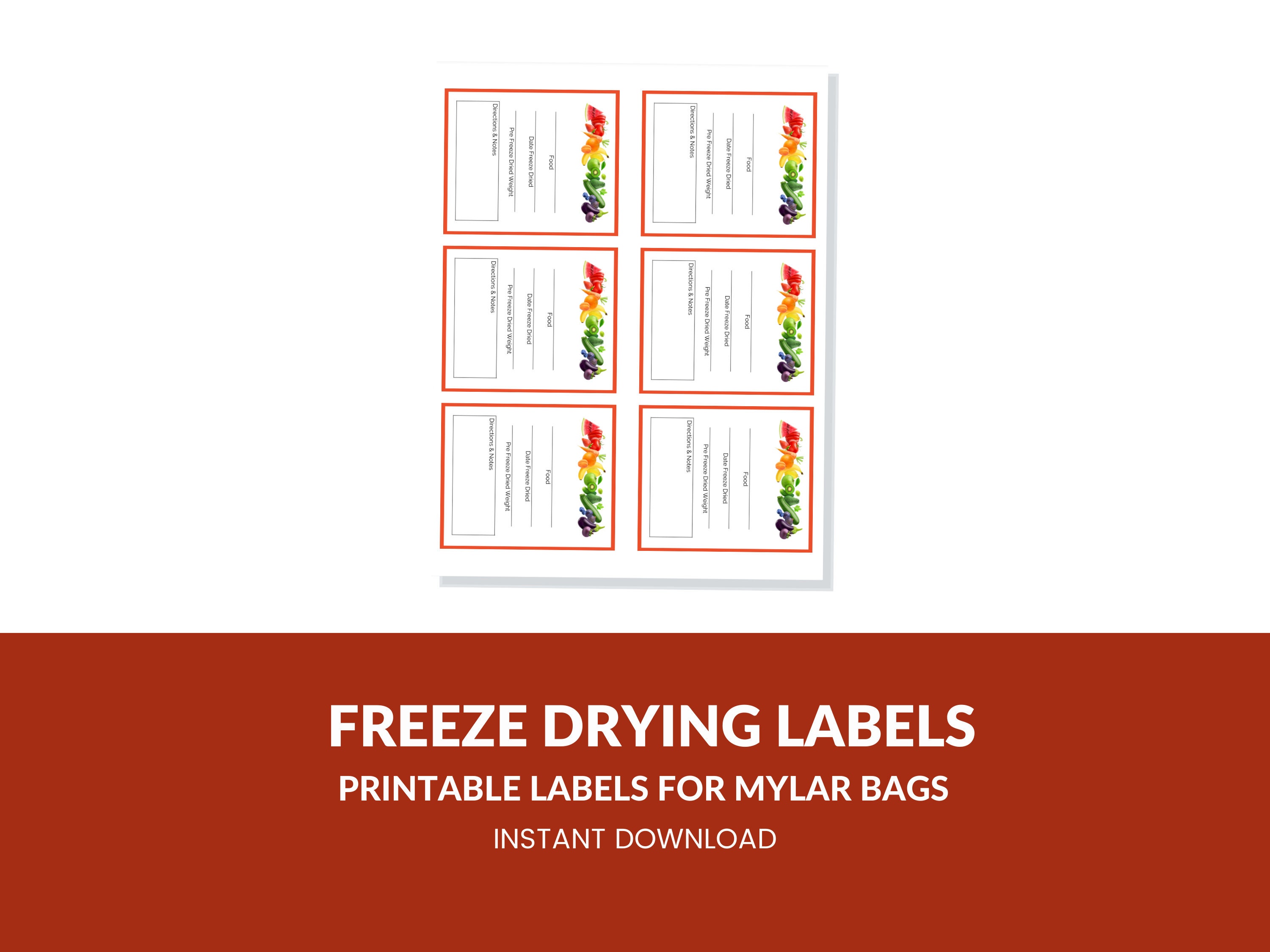 Freeze Drying Printable Labels for Harvest Right Freeze Dryer for ...