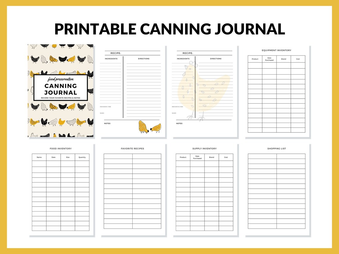 Canning Journal Printable Planner for Homesteaders, Canners 29 Page PDF ...