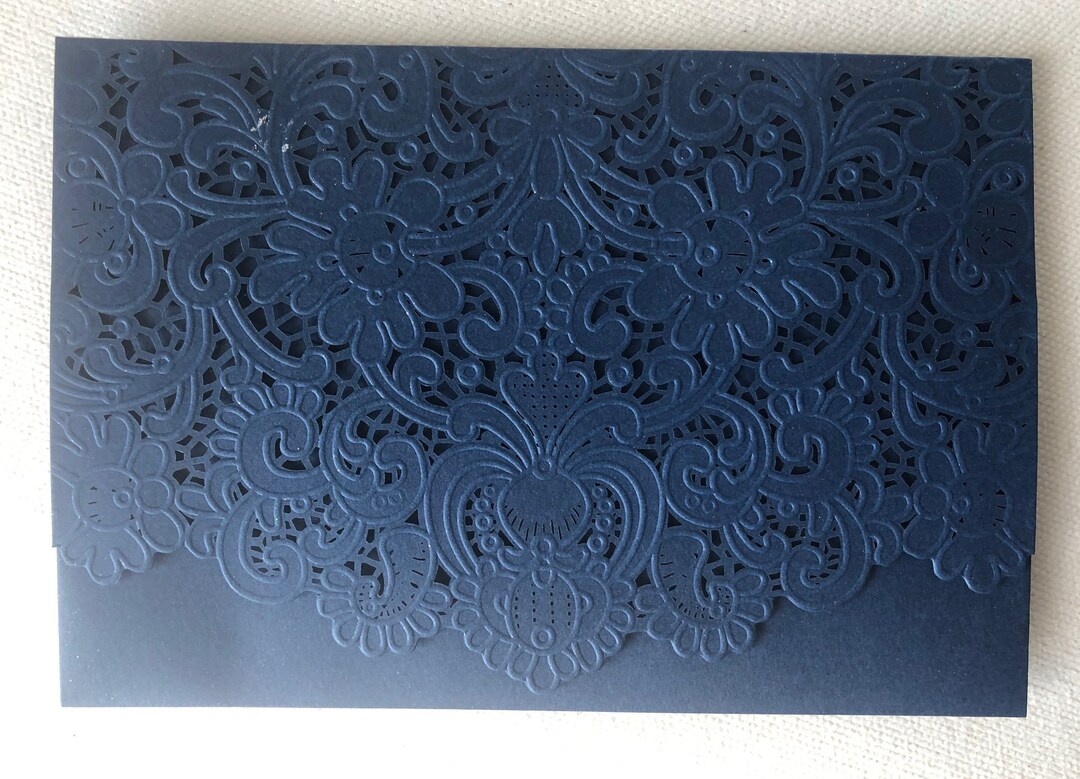 Laser Cut Glittering Navy Folder With Pocket Set of 30 - Etsy