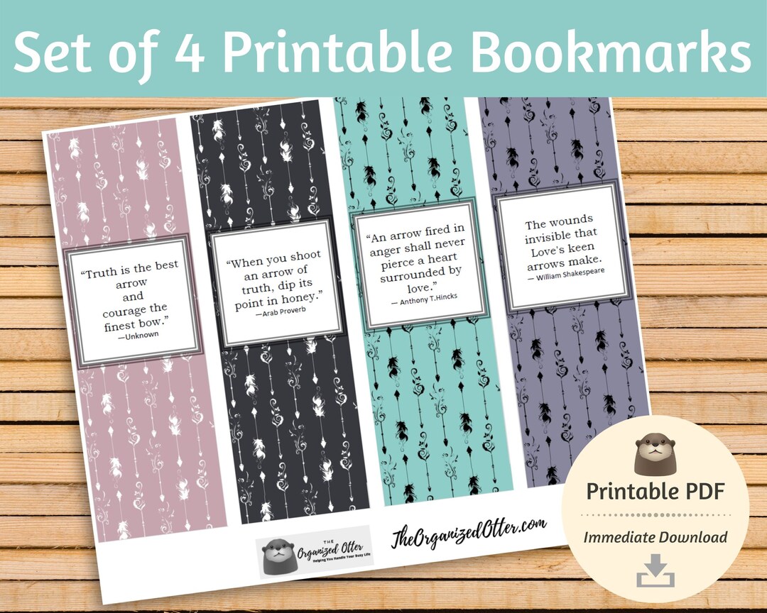 Printable Arrows Pattern Bookmarks With Quotes, Bookmarks for Book ...
