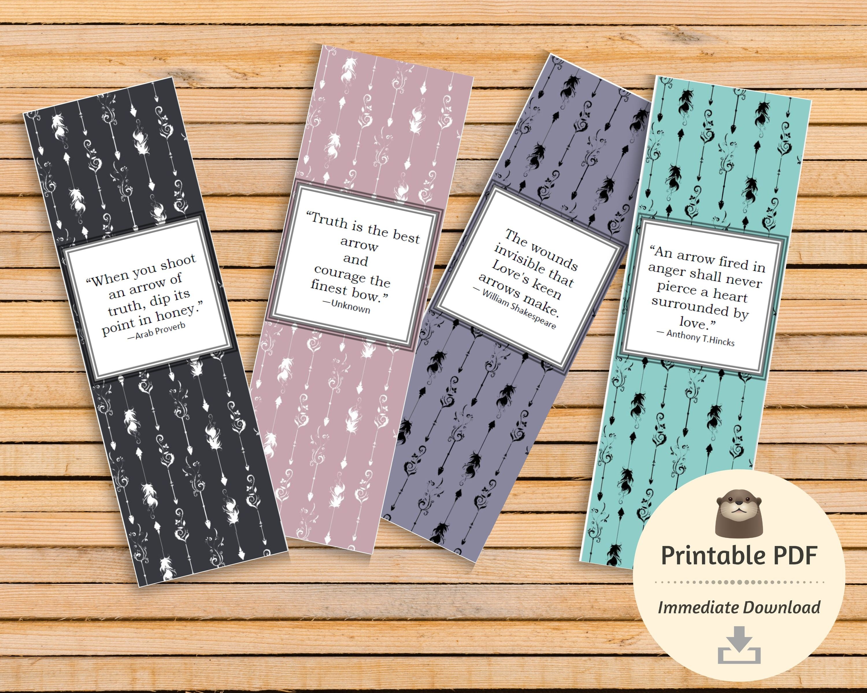 Printable Arrows Pattern Bookmarks With Quotes, Bookmarks for Book ...