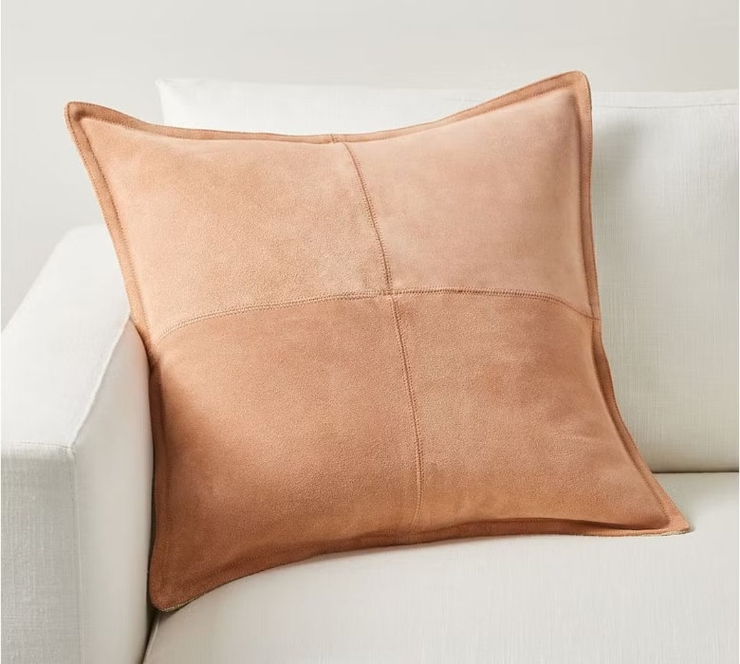 Lambskin Suede Leather Cushion Cover | Soft Suede PATCHWORK Decorative ...