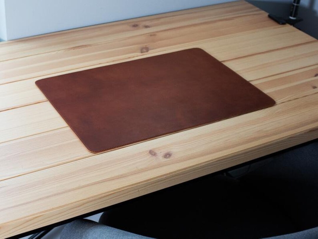 100% Genuine Leather Desk Pad, Large Leather Mouse Mat, Handmade Brown ...