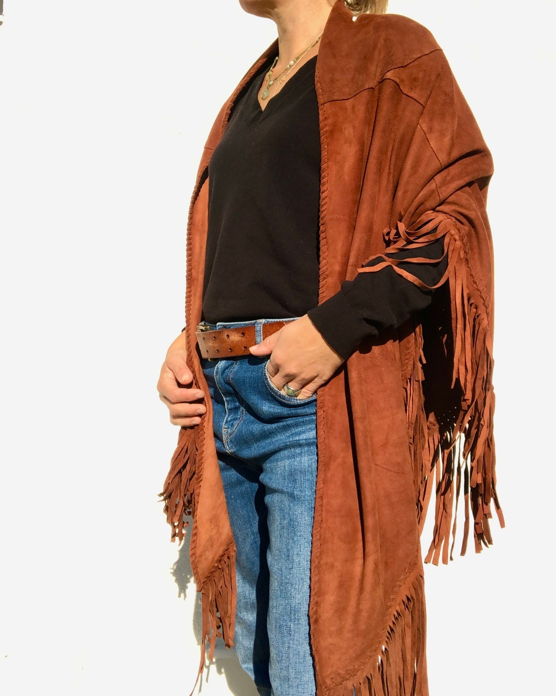 Handmade Lambskin Shawl Brick, Luxury, Copper, Fringes, Fashion ...