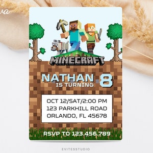 Mining Birthday Invitation, Digital Invitation Template, Birthday Boy ...
