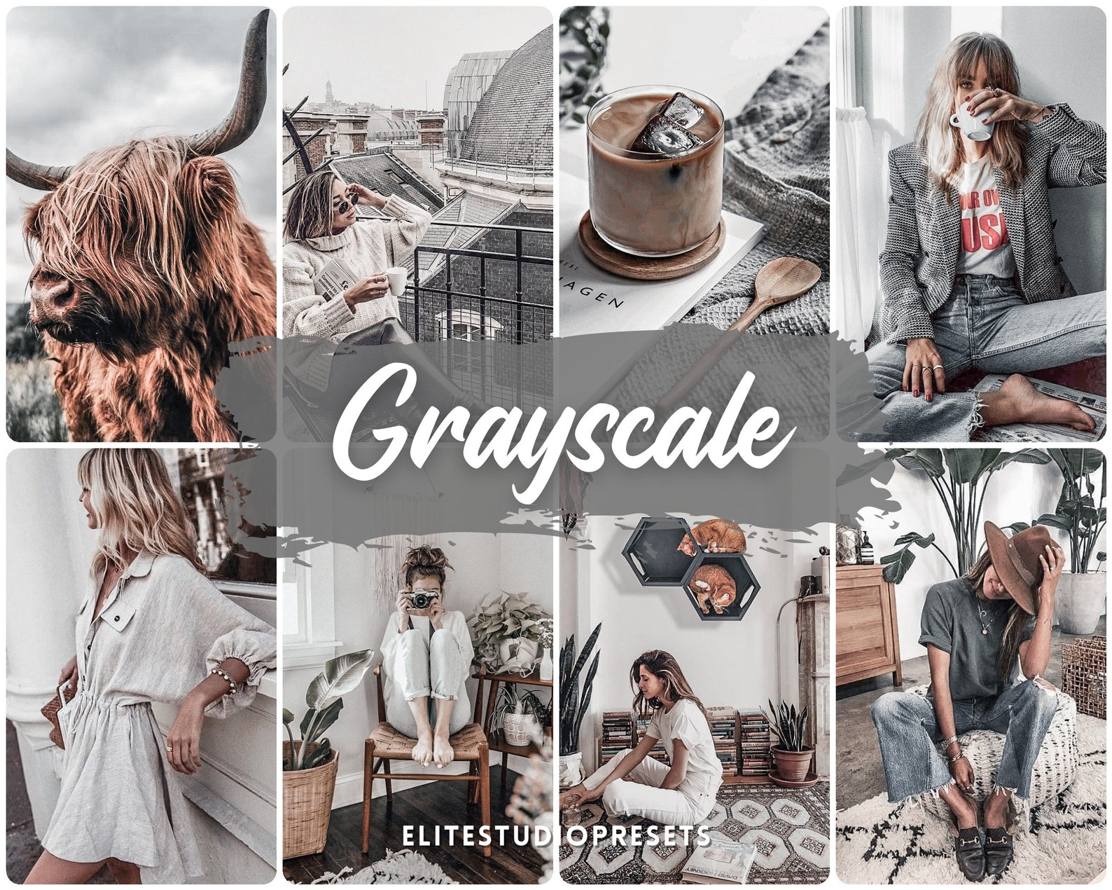 5 Mobile Desktop Lightroom Presets GRAYSCALE Mobile Presets | Etsy