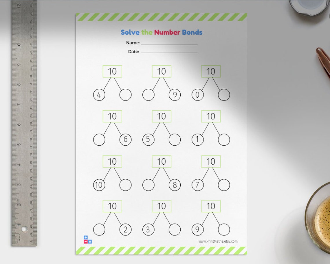 Solve the Number Bonds Printable Math Sheets for 1st Grade - Etsy